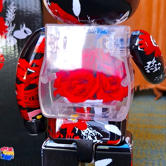 Art | Bearbrick 40 Flora Red Rose Bear Brick Rose Petal Bear | Poshmark